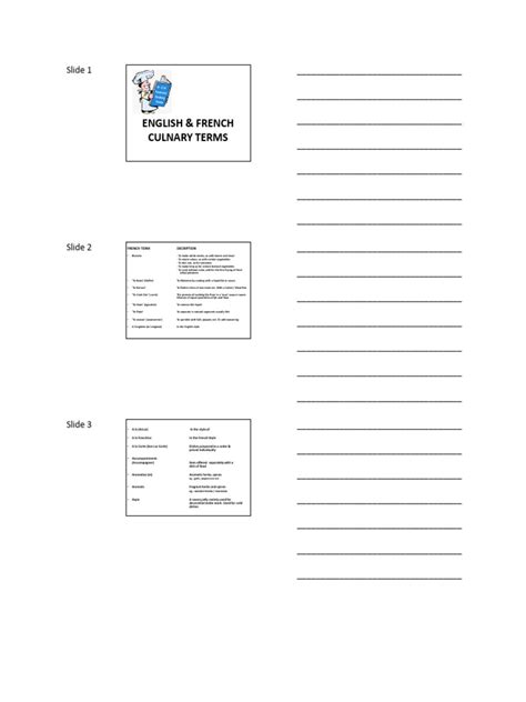 Culinary Terms Lesson Pdf Food And Drink Preparation Cooking