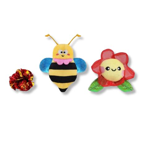 Hugsmart Meow Buddies Flower And Bee Cat Toy