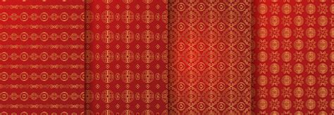 전통 중국어 원활한 패턴 세트입니다 빨간 황금 아시아 고급 장식 가리기에 대한 스톡 벡터 아트 및 기타 이미지 가리기 공휴일 금 금속 Istock