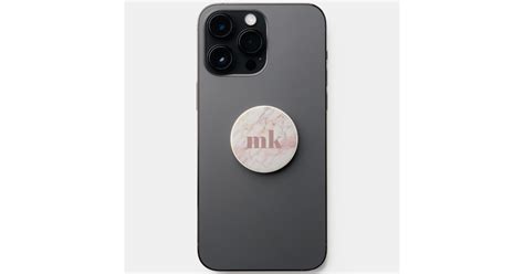 Custom Monogram Modern Girly Blush Pink Marble Popsocket Zazzle