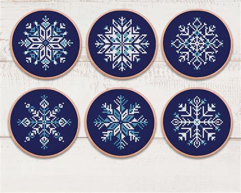 Snowflake Cross Stitch Patterns Pdf Instant Download Etsy
