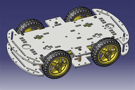 简易arduino四轮驱动车框架3d模型图纸 Stp格式 Keryi