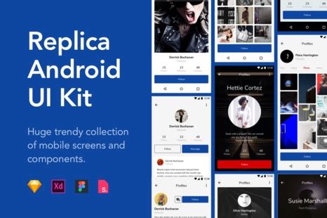 Replica Android UI Kit On Yellow Images Creative Store