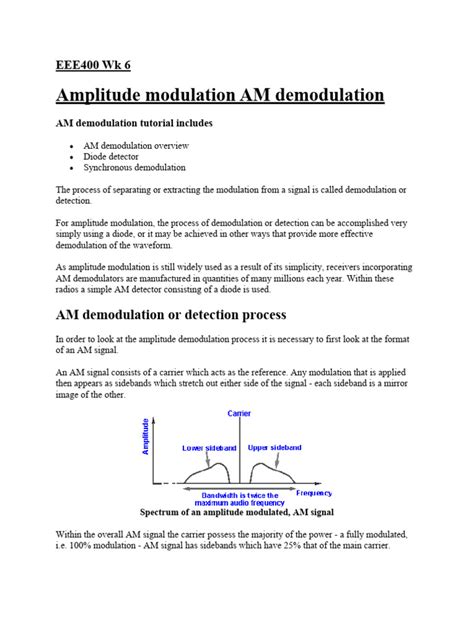 05 Amplitude Modulation Am Demodulation Download Free Pdf Detector Radio Modulation