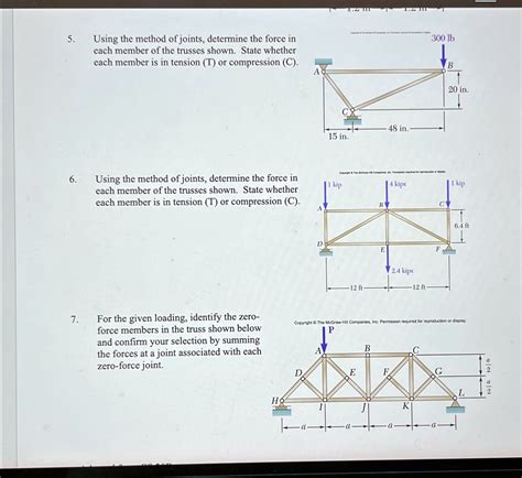 Using The Method Of Joints Determine The Force In Each Member Of The Trusses Shown State Whether