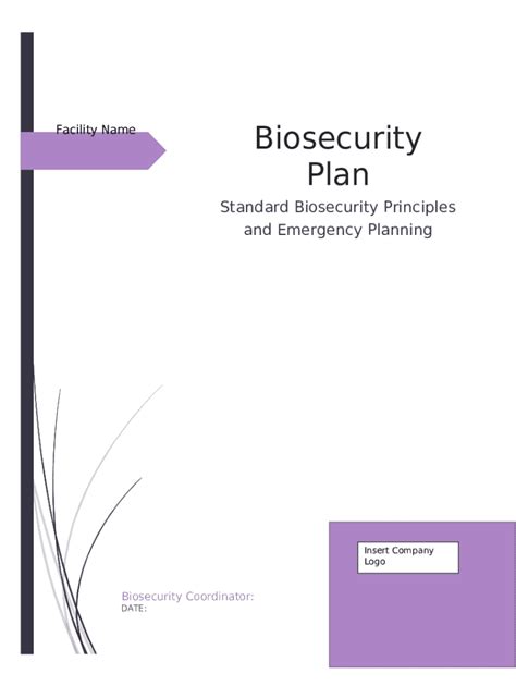 Biosecurity Plan Standard Biosecurity Principles And Emergency Planning Doc Template Pdffiller