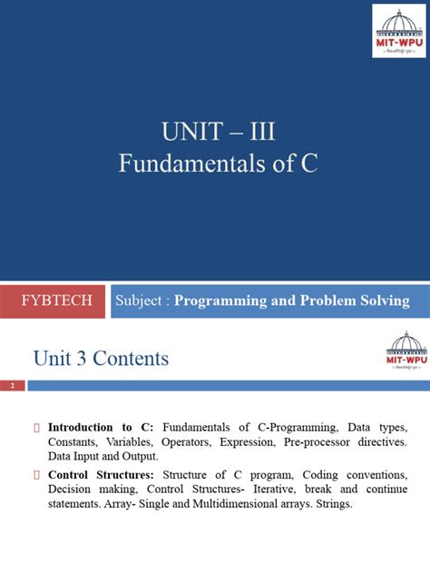 Pps Unit 3 Pdf C Programming Language Control Flow