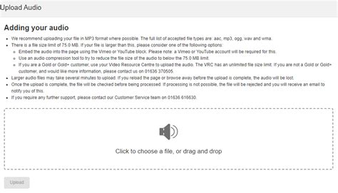 how to add an audio file primarysite help centre