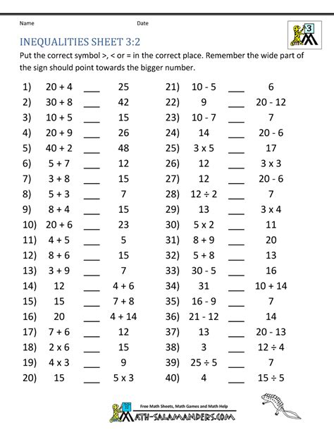 Third Grade Math Practice Rounding Inequalities And Multiples