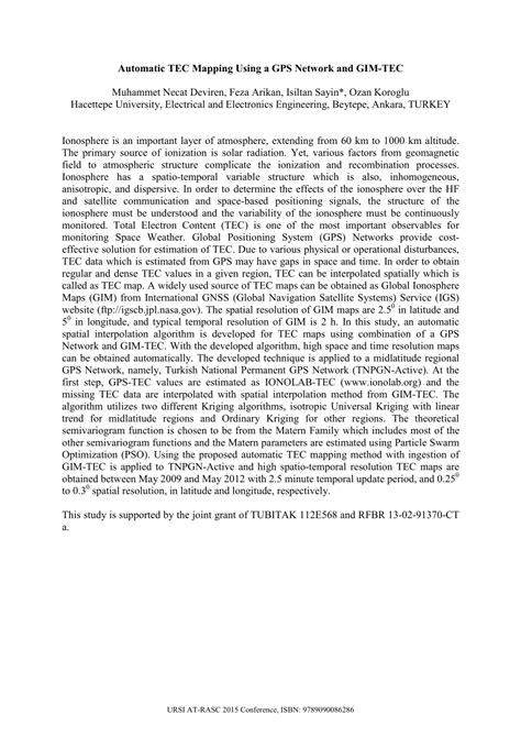 Pdf Automatic Tec Mapping Using A Gps Network And Gim Tec