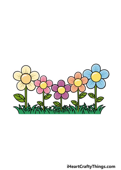 How To Draw A Garden Step By Step