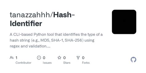 Github Tanazzahhh Hash Identifier A Cli Based Python Tool That