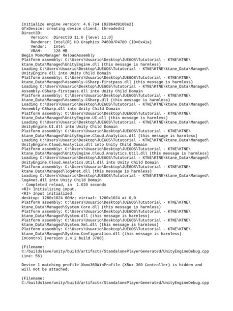 Outputlog Pdf Unity Game Engine Computer Science