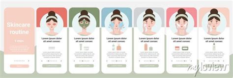 Skincare Steps Ui Ux Mobile App Design Onboarding App Screen Posters