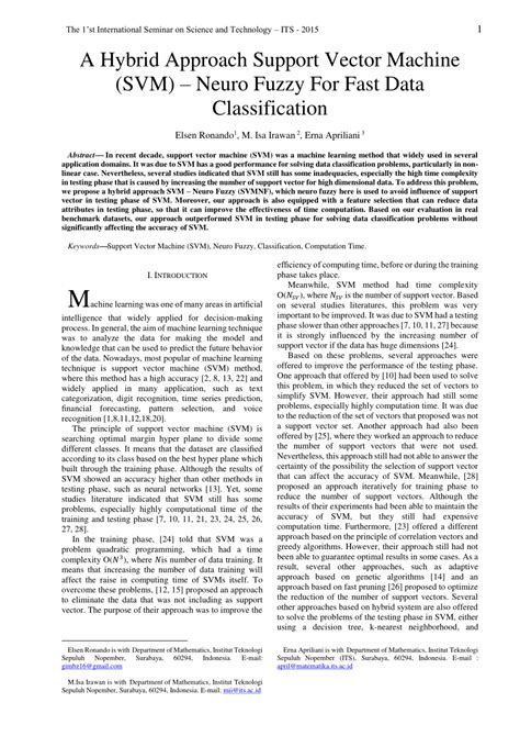 Pdf A Hybrid Approach Support Vector Machine Svm Neuro Fuzzy For