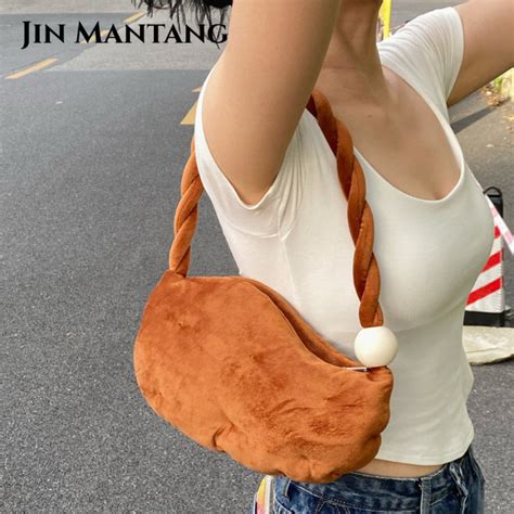 Badu Gr Βελούδινη τσάντα ώμου σε σχήμα μπιζελιού Γυναικείες τσάντες με φουσκωμένες πτυχές