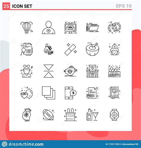 Collection Of 25 Vector Icons In Line Style Modern Outline Symbols For Web And Mobile Stock