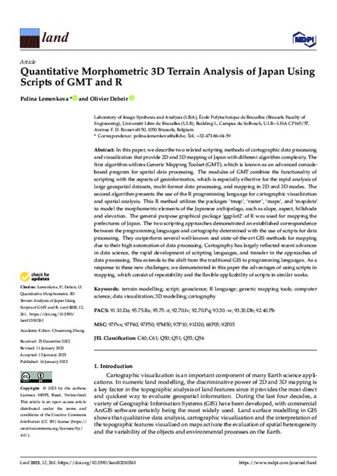 Pdf Quantitative Morphometric 3d Terrain Analysis Of Japan Using