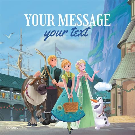 Frozen Characters Thank You Square Card Premium Disney Template
