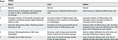 Histopathology Scoring System For Experimental Avian Salmonellosis Download Table