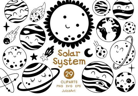 Solar System Clipart Black And White