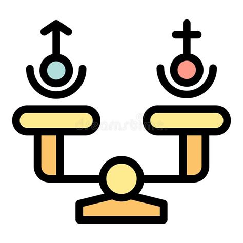 Person Balancing Male And Female Symbol On Scale Icon Stock Vector