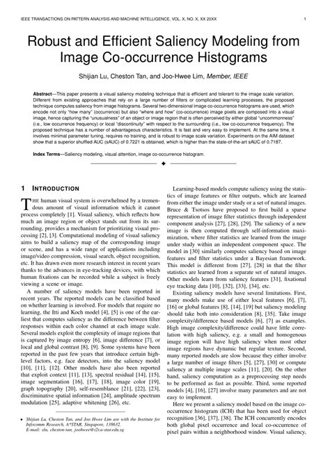 Pdf Robust And Efficient Saliency Modeling From Image Co Occurrence Histograms