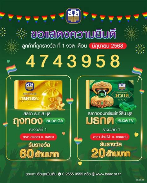 ตรวจหวยธ ก ส หวยออมสิน สลากกินแบ่งรัฐบาล งวดล่าสุด 16 มิ ย 68