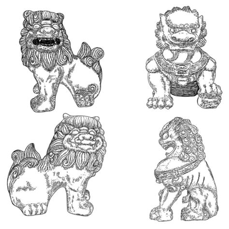 Chinese Guardian Lion Vector Art Stock Images Depositphotos