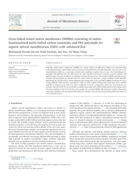 Pdf High Flux Mmms For Osn Using Nh2 Mwcnts