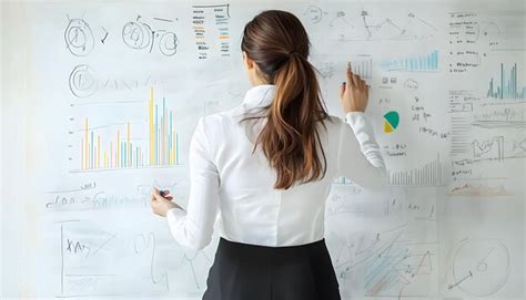 Businesswoman Analyzing Data On Whiteboard Premium Ai Generated Image