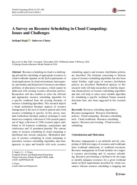 Pdf A Survey On Resource Scheduling In Cloud Computing Issues And