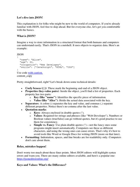 json documentation pdf json quotation mark