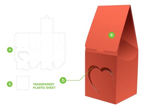 스텐실 하트 박스 다이 컷 템플릿 및 3d 모형 프리미엄 벡터