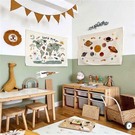 Ins跨境北欧风墙壁装饰挂件儿童房壁饰地图室内挂饰背景墙布贴画 阿里巴巴