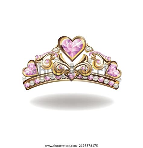 Princess Crown Tiara Pearls Pink Gems Stock Vector Royalty Free 2198878175 Shutterstock