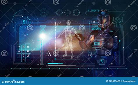 Infographic Of Artificial Intelligence Creation On Sci Fi Space Background Stock Illustration