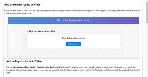 Add Or Replace Audio In Video Free Online Tool With Loop DB Control