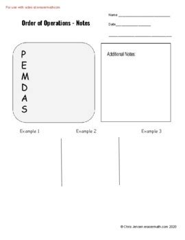Order Of Operations Guided Notes By Eraser Math TpT