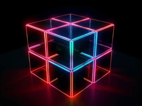Premium Ai Image Black Background Wallpaper With 3d Neon Cubes Illustration