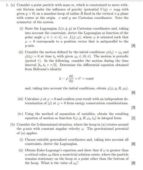 solved consider a point particle with mass m which is