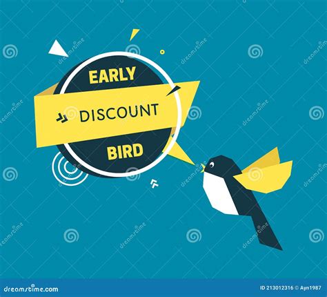 Early Bird Discount Banner In Flat Style Speech Bubble With Geometric