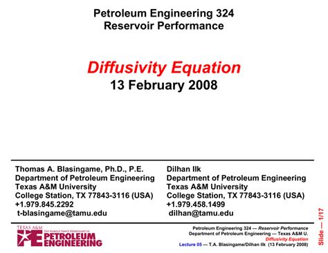 Diffusivity Equation Petroleum Engineering