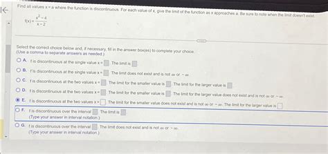 Solved Find All Values Xa Where The Function Is
