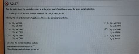 solved b calculate the standardized test statistic c