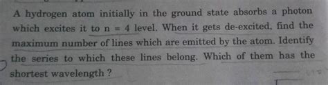 A Hydrogen Atom Initially In The Ground Level Absorbs A Photon Which