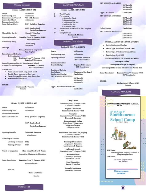 Bsp Gsp School Camp 2023 Pdf Scouting Youth Movements