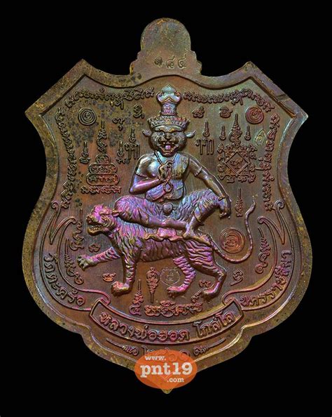 เหรียญ ๕ พยัคฆ์ ชนวนลงยาเขียว หน้ากากทองแดงรมดำ ปี 2561 หลวงพ่อยอด วัดตะคร้อ อำเภอโนนไทย จังหวัด