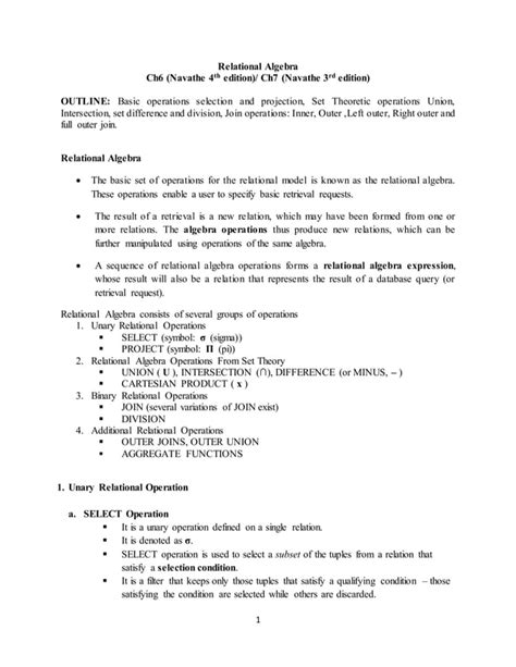 relational algebra ch6 navathe 4th edition ch7 navathe 3rd edition pdf