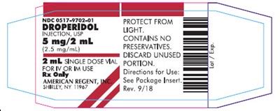Fda Label For Droperidol Injection Solution Intramuscular Intravenous